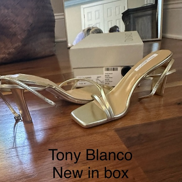 Tony Bianco | Shoes | Tony Bianco Gold Heels With Modern Straps | Poshmark